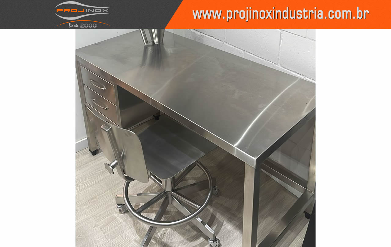 Estação de Trabalho com Gaveteiro Inox - Projinox